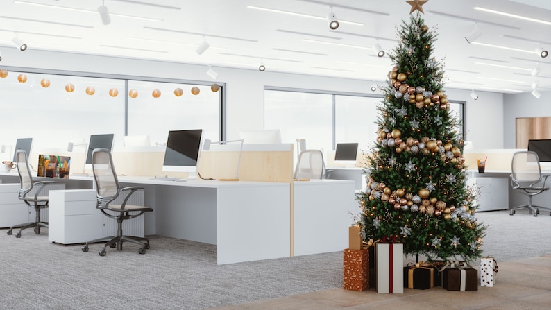 Realistic Office Christmas Zoom Background, Zoom Christmas Virtual ...