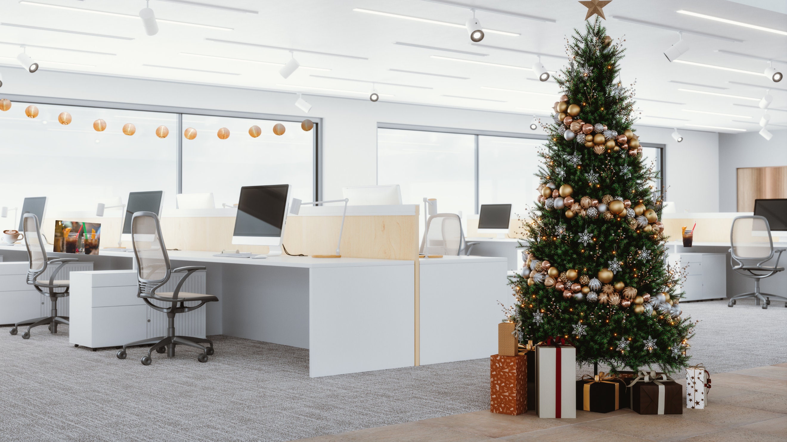 Realistic Office Christmas Zoom Background, Zoom Christmas Virtual ...