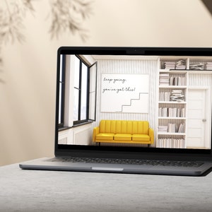 Motivating Home Office Zoom Background, Positive Quote Shelf Backdrop ...