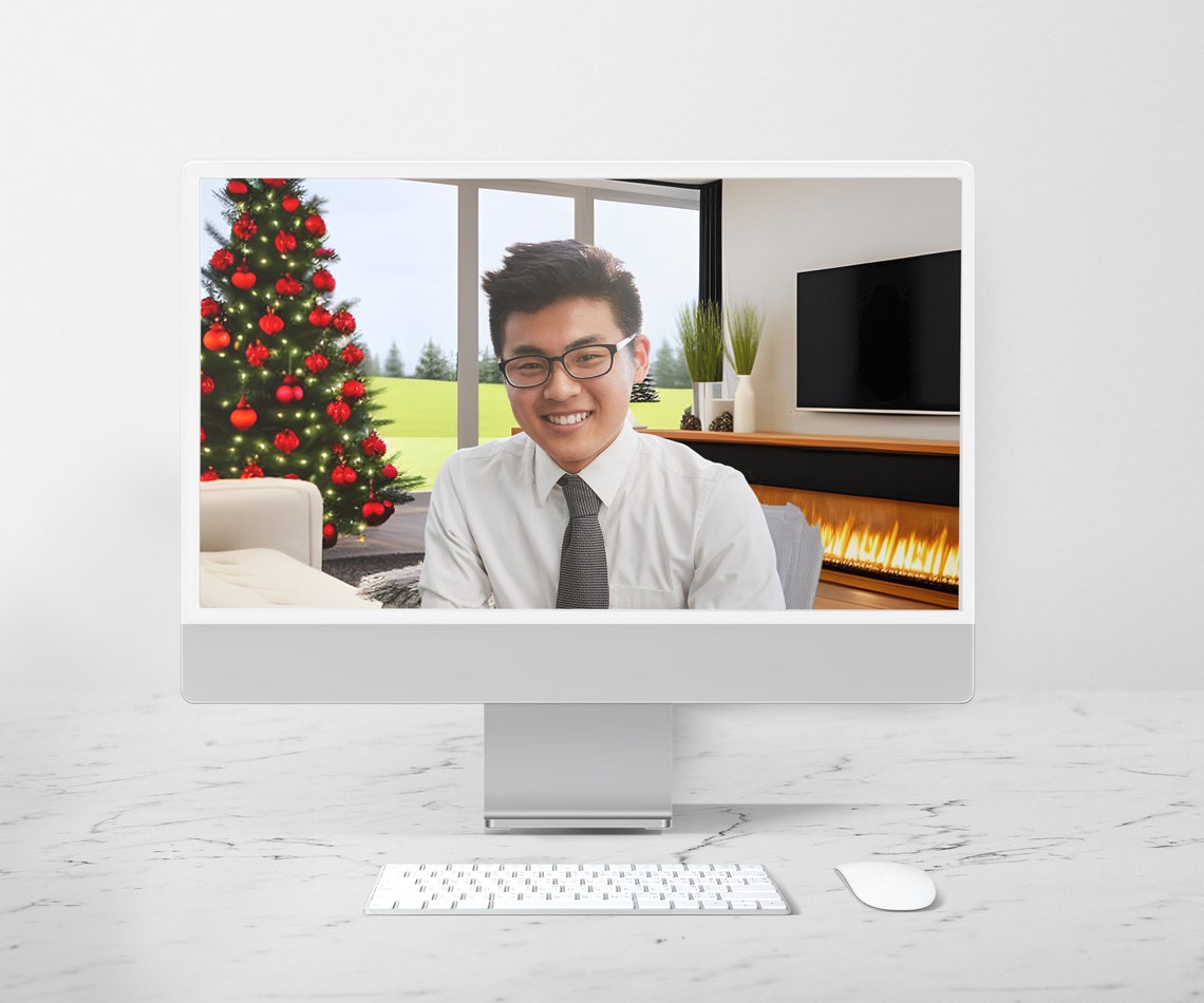 Christmas Backdrop, Zoom Background Home Office, Digital Xmas ...