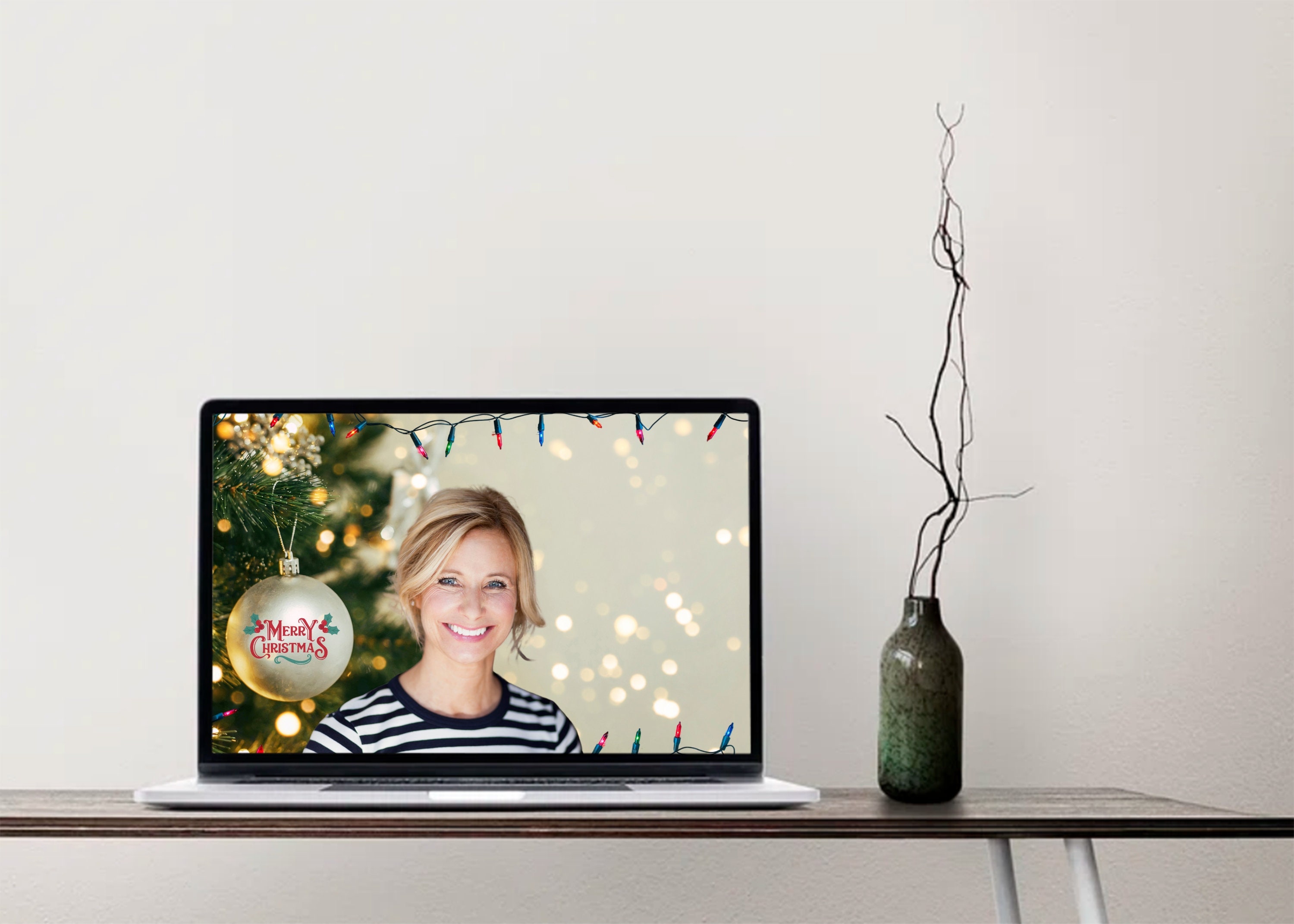Merry Christmas Zoom Background Home Office, Christmas Virtual ...