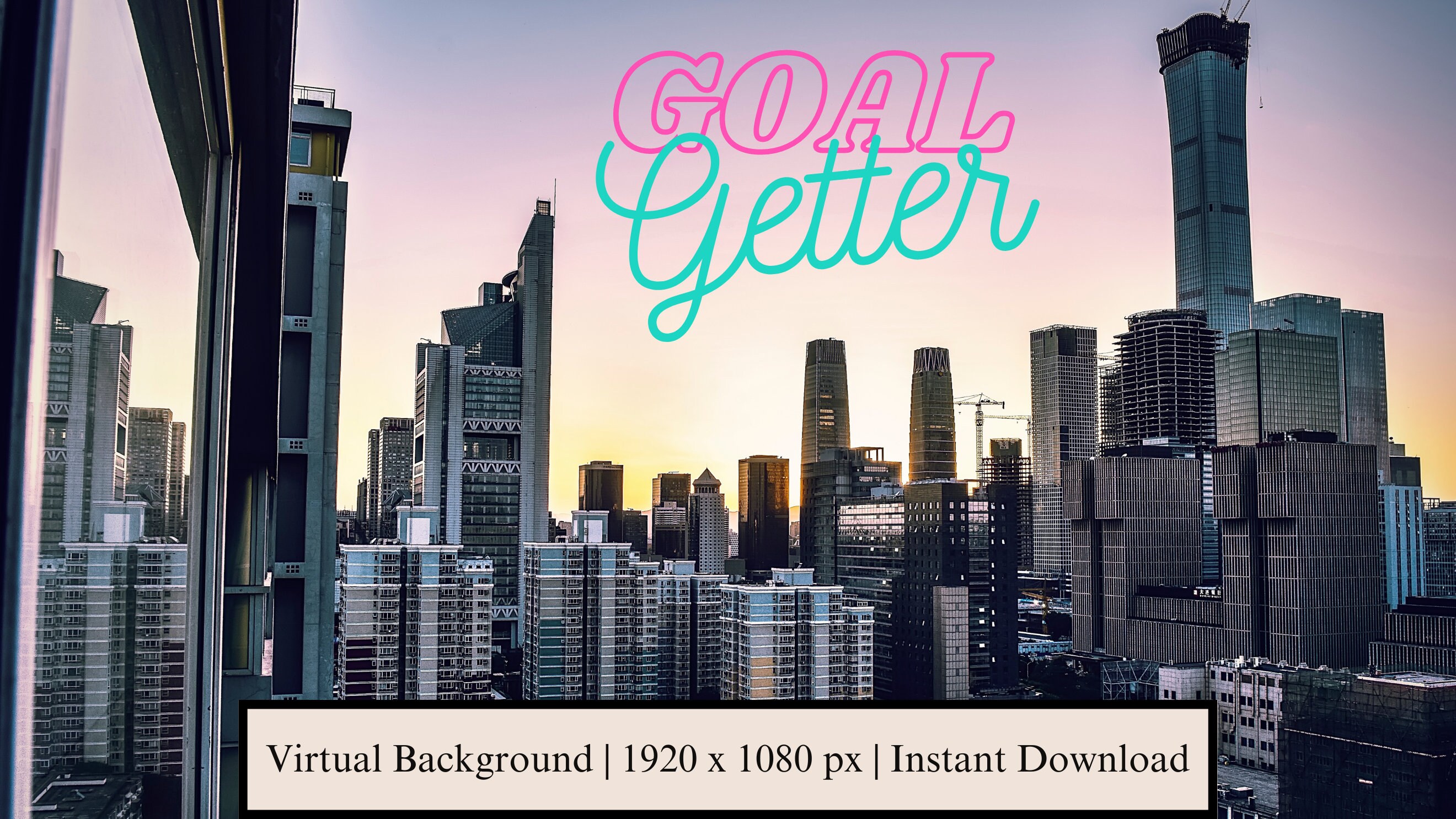 Skyline Zoom Background, Home Office Virtual Background Digital ...