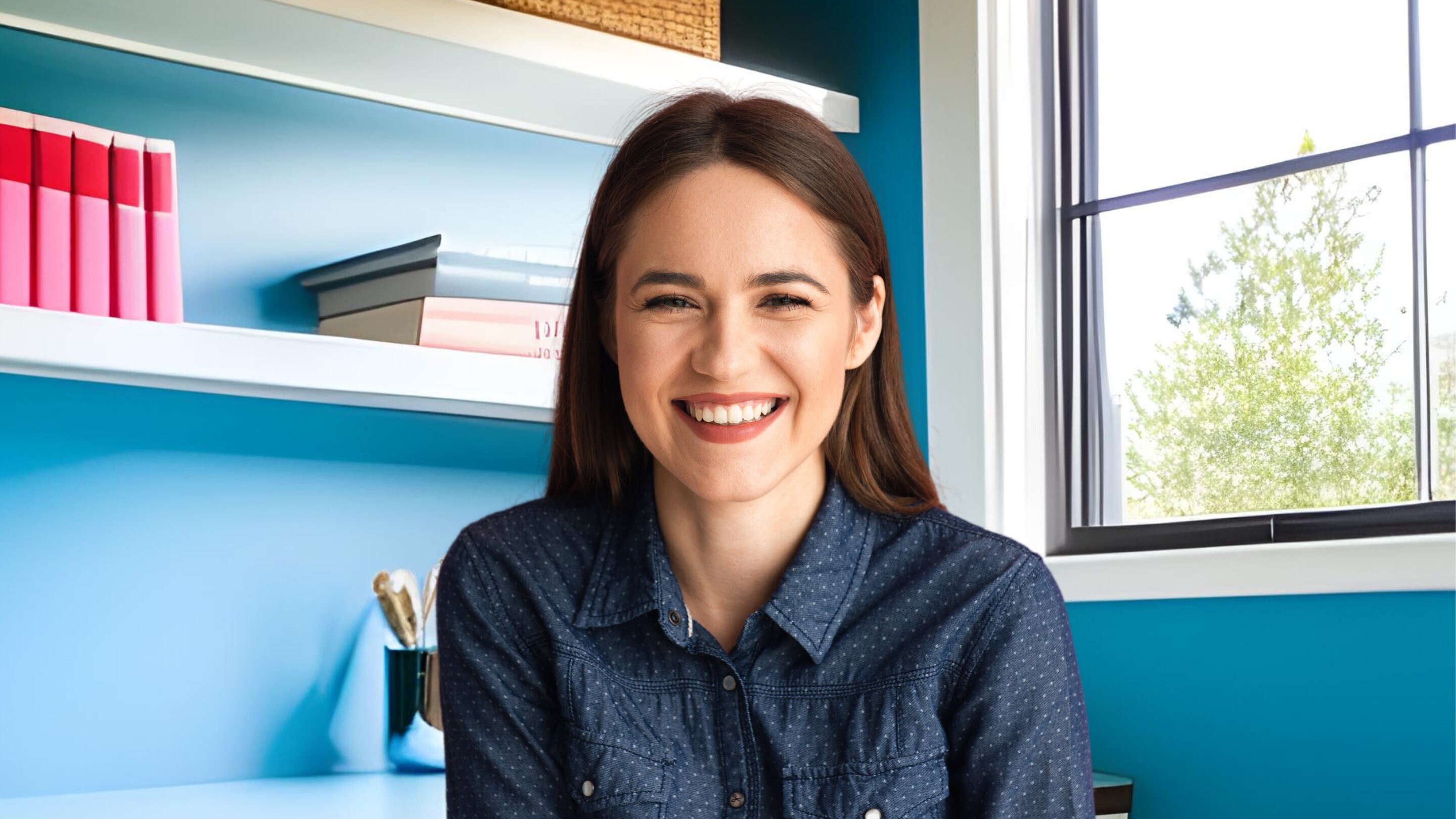 Bright Blue Zoom Background for Video Calls, Vibrant Colored Virtual ...