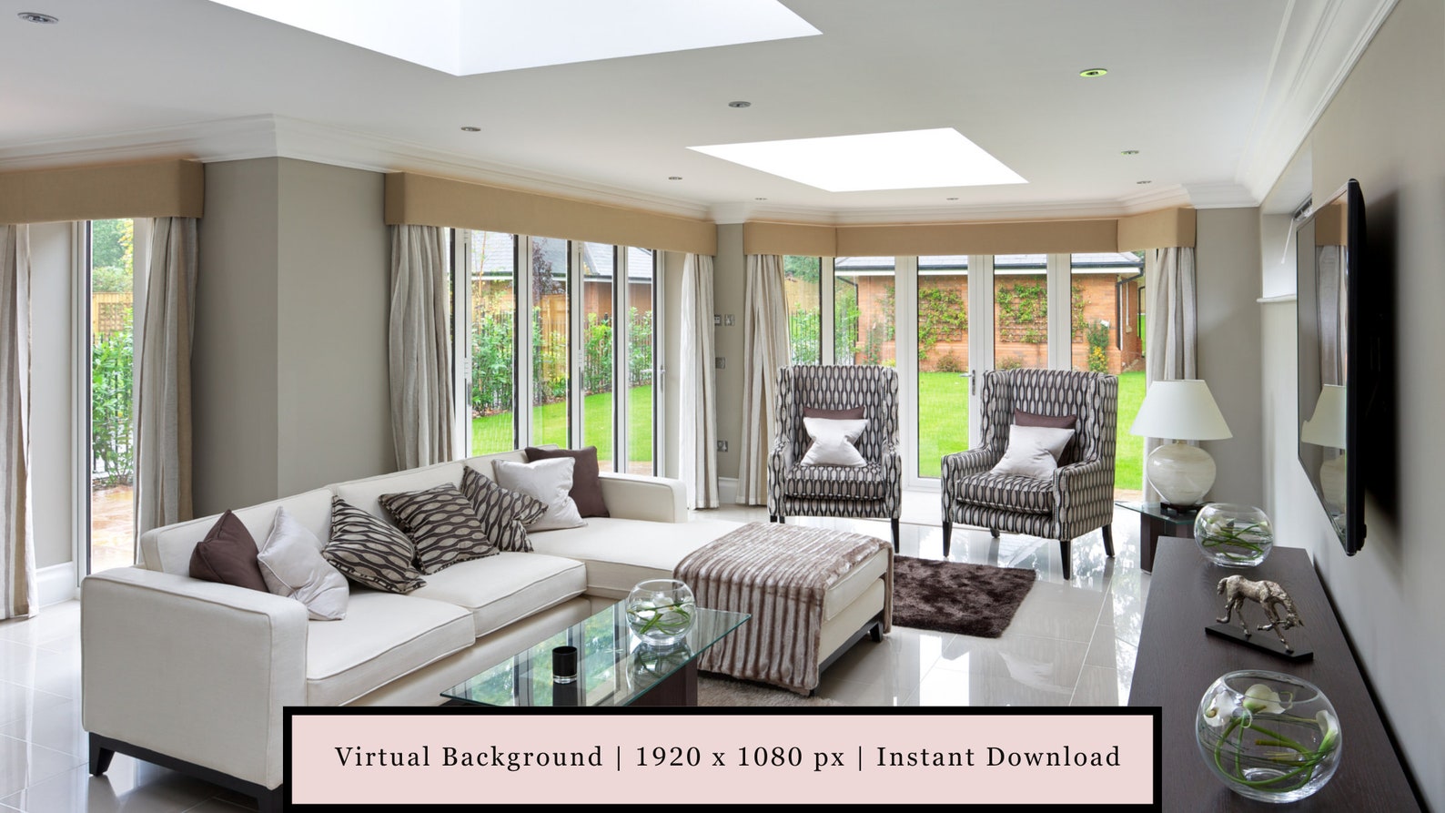 Home Office Virtual Background, Digital Zoom Background, Living Room ...