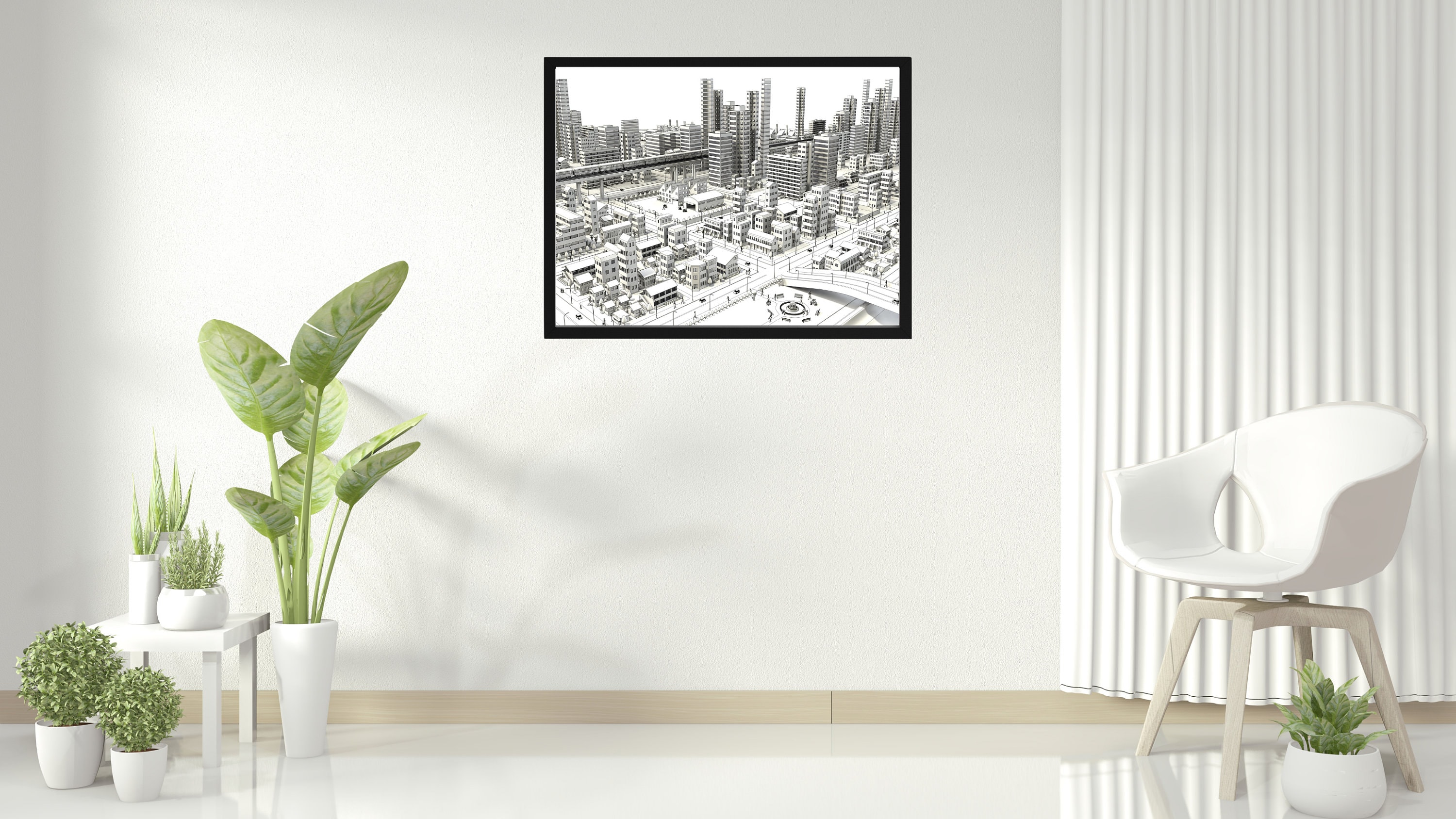 Plain Wall Virtual Background Zoom With Painting, White Minimalist Zoom ...