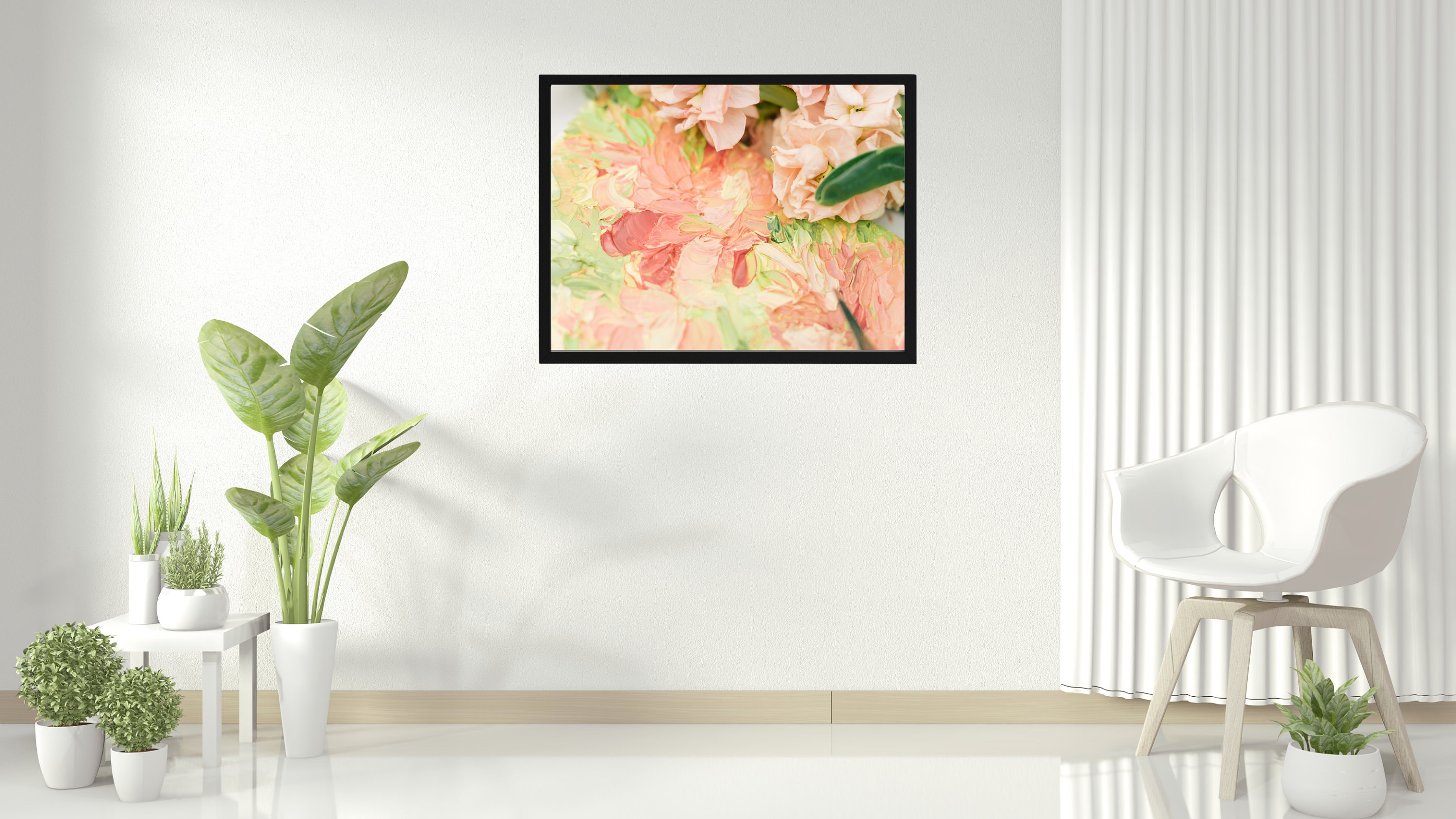 Painting Digital Virtual Zoom Background, White Minimalist Zoom ...