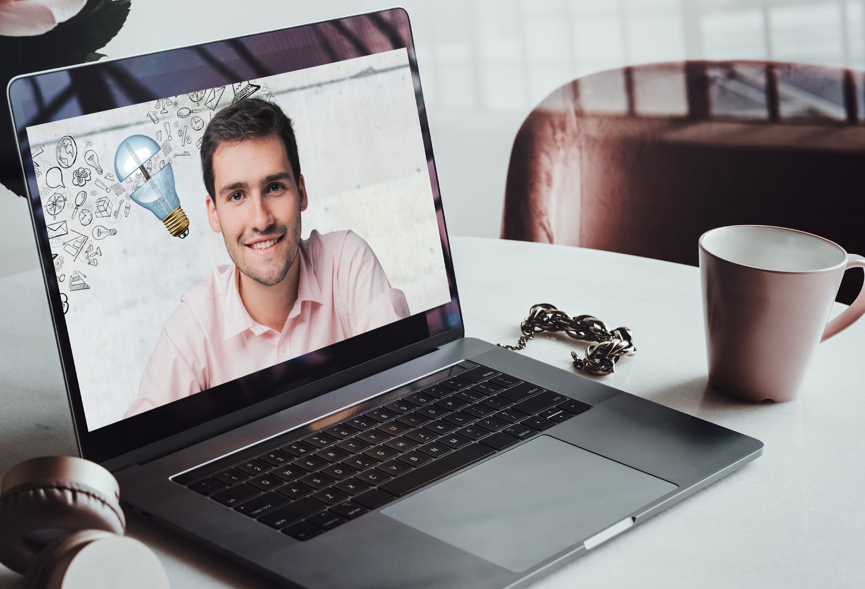 Thinking Light Bulb Home Office Zoom Background, Professional Business ...