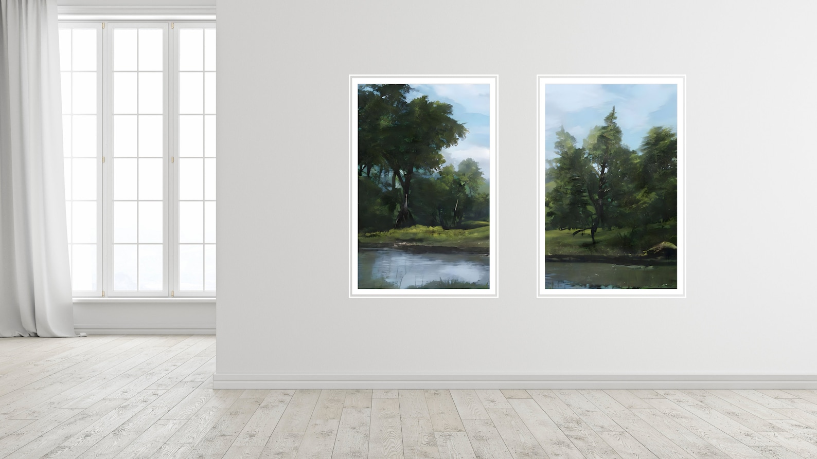 Realistic Virtual Background With Paintings, Home Office Zoom ...