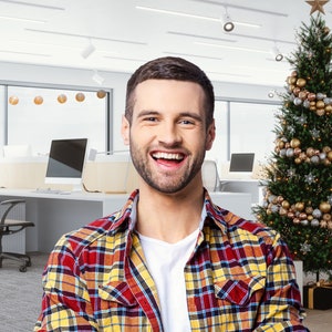 Realistic Office Christmas Zoom Background, Zoom Christmas Virtual ...