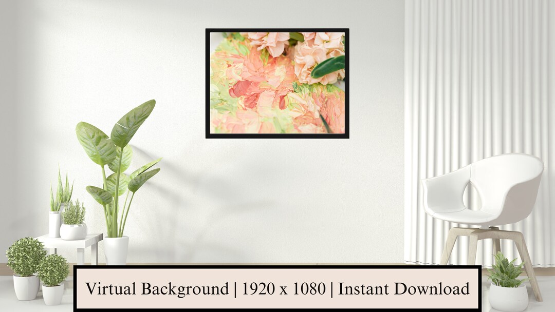 Painting Digital Virtual Zoom Background, White Minimalist Zoom ...