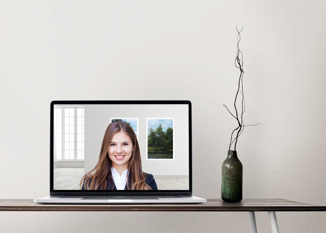 Realistic Virtual Background With Paintings, Home Office Zoom ...