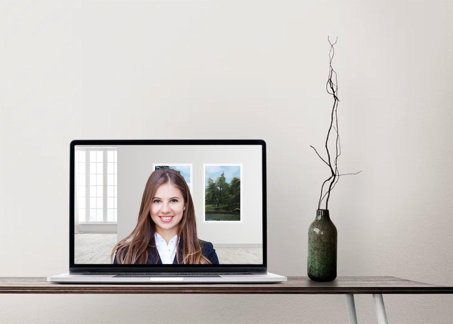 Realistic Virtual Background With Paintings, Home Office Zoom ...