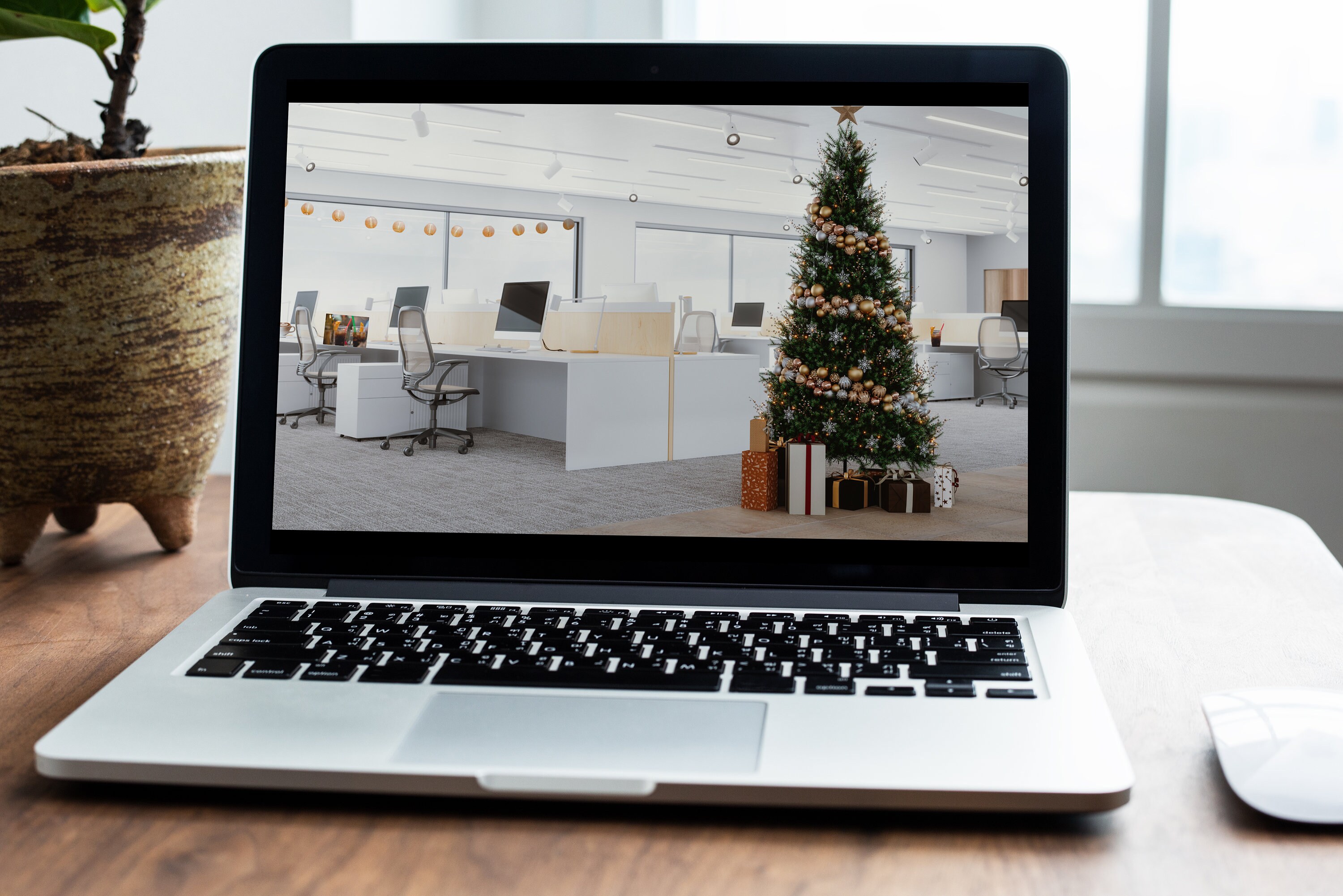 Realistic Office Christmas Zoom Background, Zoom Christmas Virtual ...
