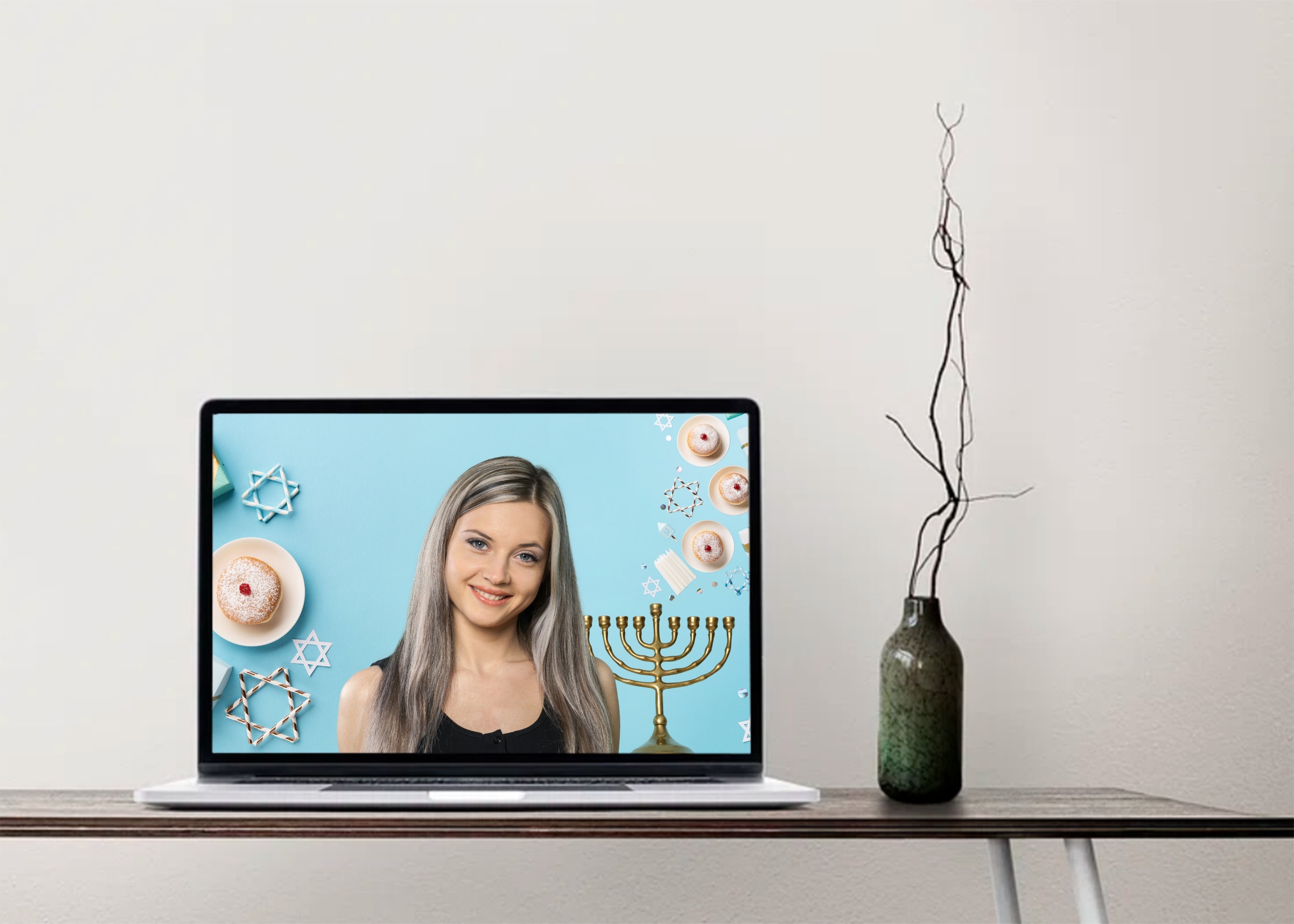 Happy Hannukah Zoom Background, Jewish Holiday Backdrop for Zoom ...