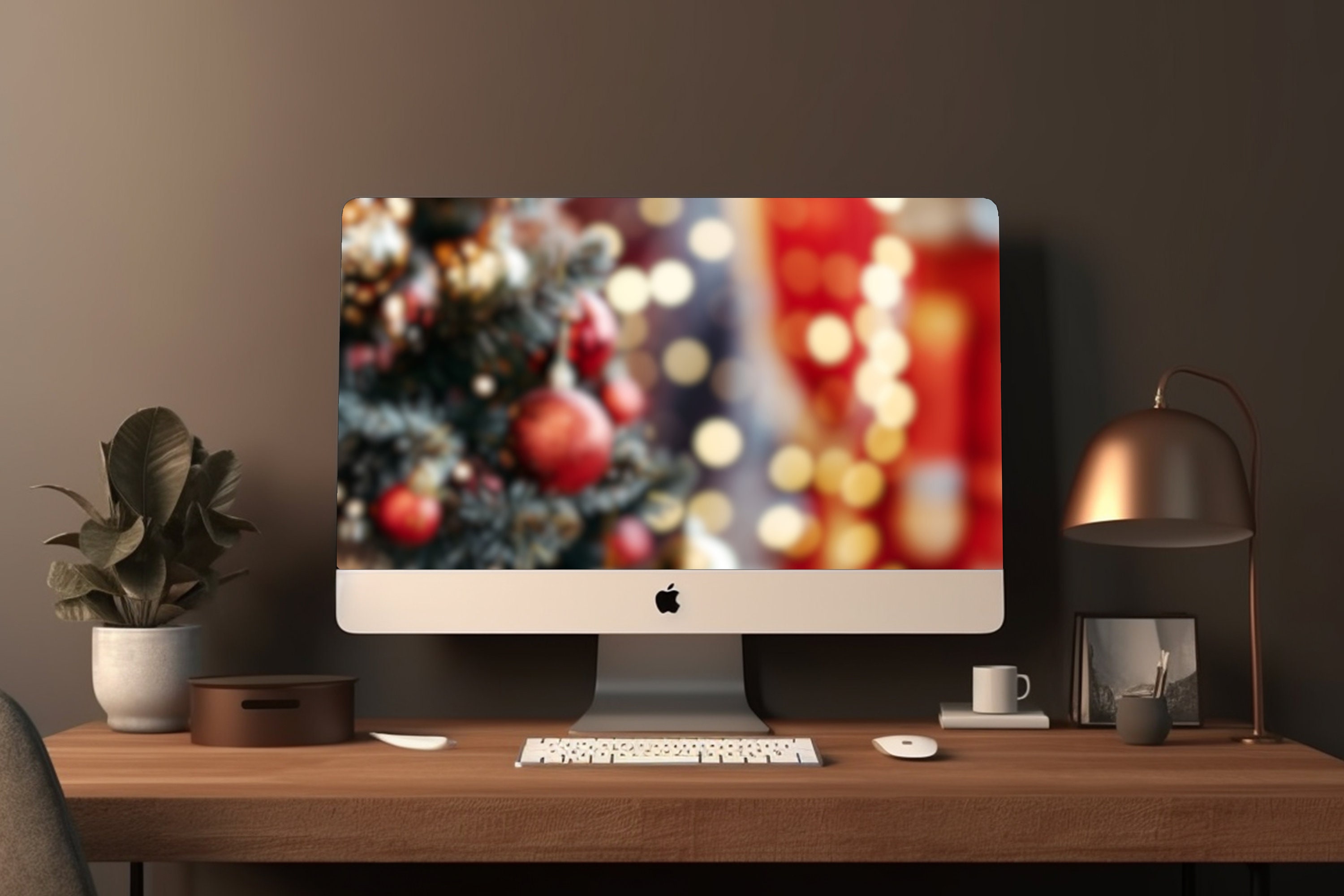 Christmas Virtual Zoom Background, Blurred Christmas Lights Digital ...