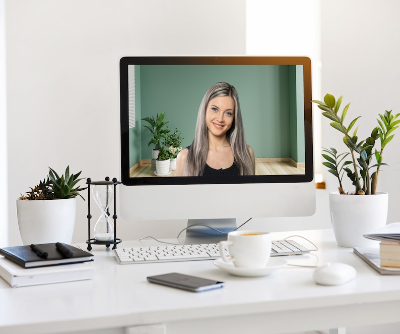 Plain Wall Teal Home Office Zoom Background, Zoom Meeting Realistic ...