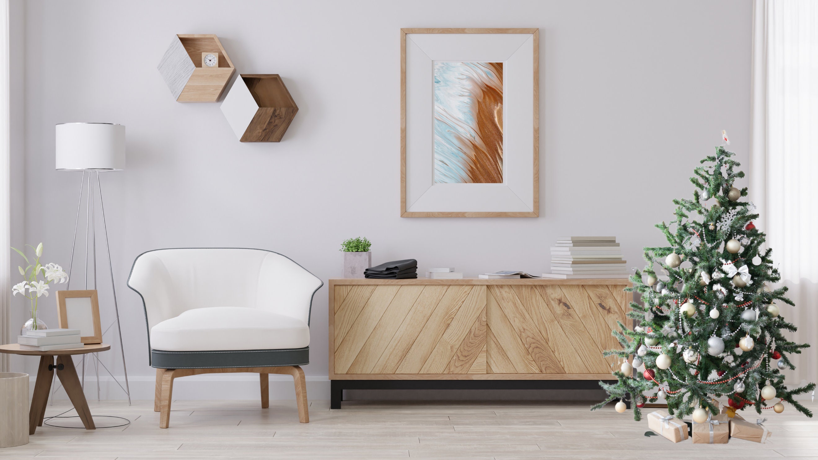 Realistic Home Office Digital Background Christmas, Zoom Meeting ...