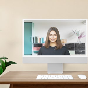 Pastel Home Office Zoom Background, Professional Virtual Background ...