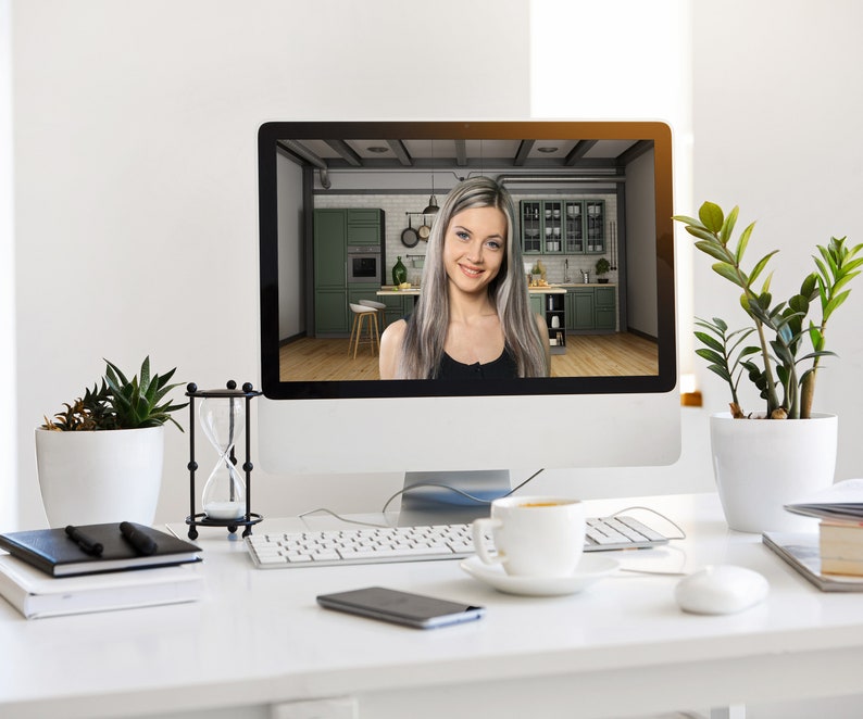 Chic Kitchen Digital Zoom Background, Realistic Virtual Background ...