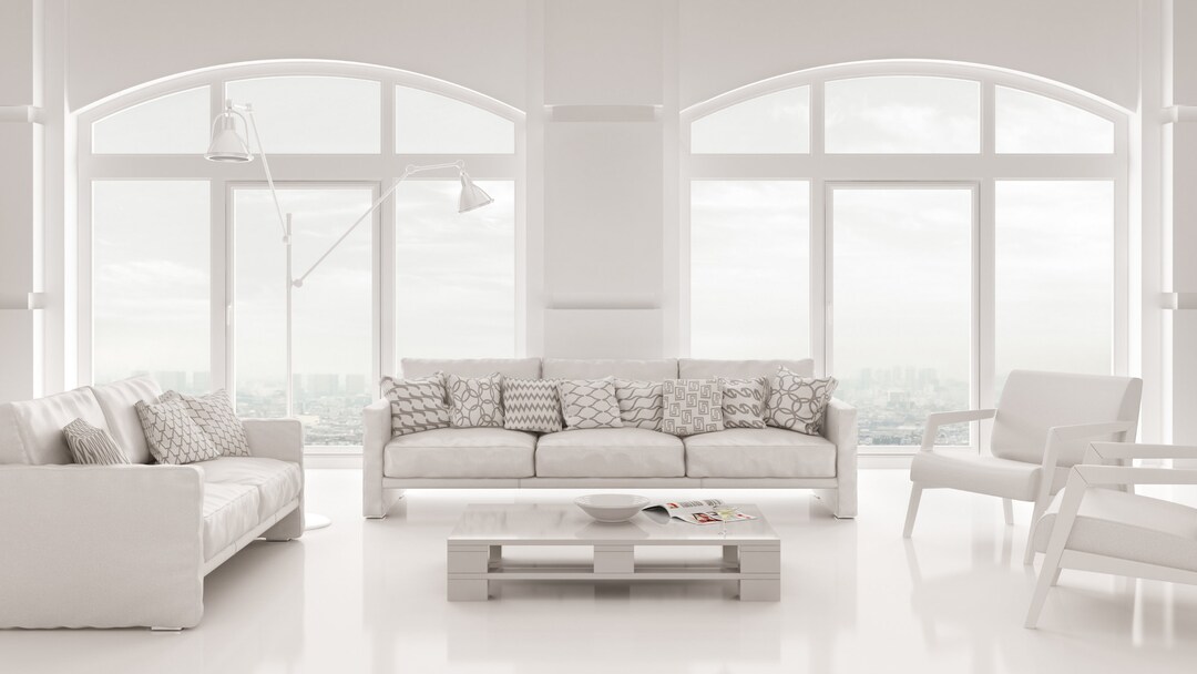 Bright White Virtual Background With Windows, Home Office Zoom ...