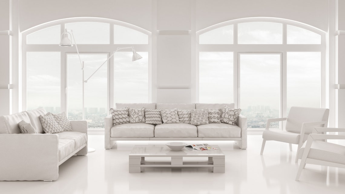 Bright White Virtual Background With Windows, Home Office Zoom ...