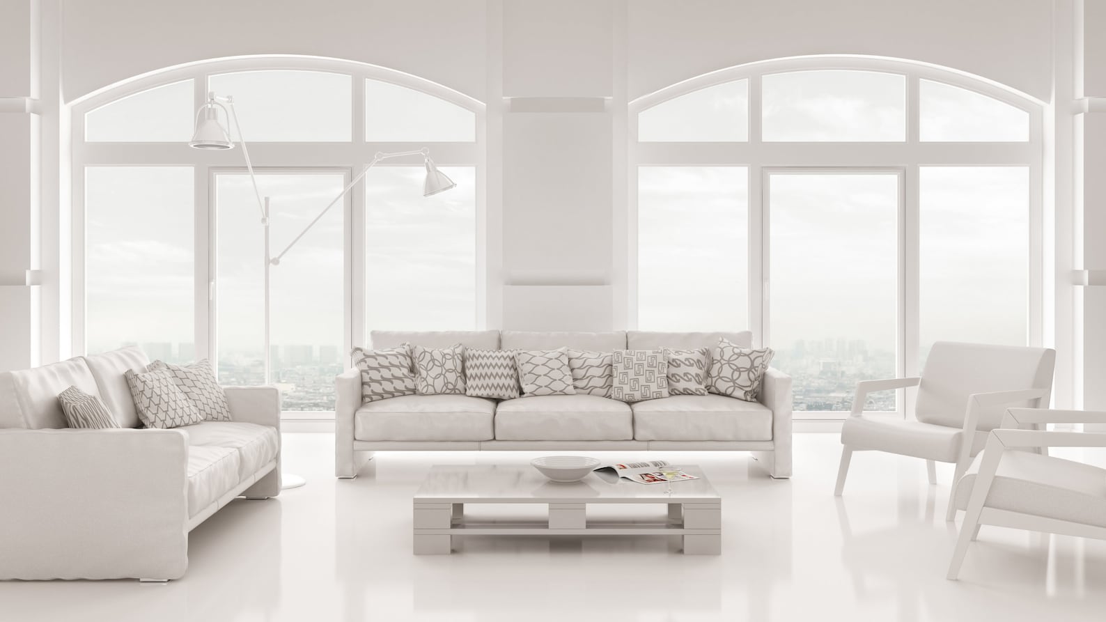 Bright White Virtual Background With Windows, Home Office Zoom ...