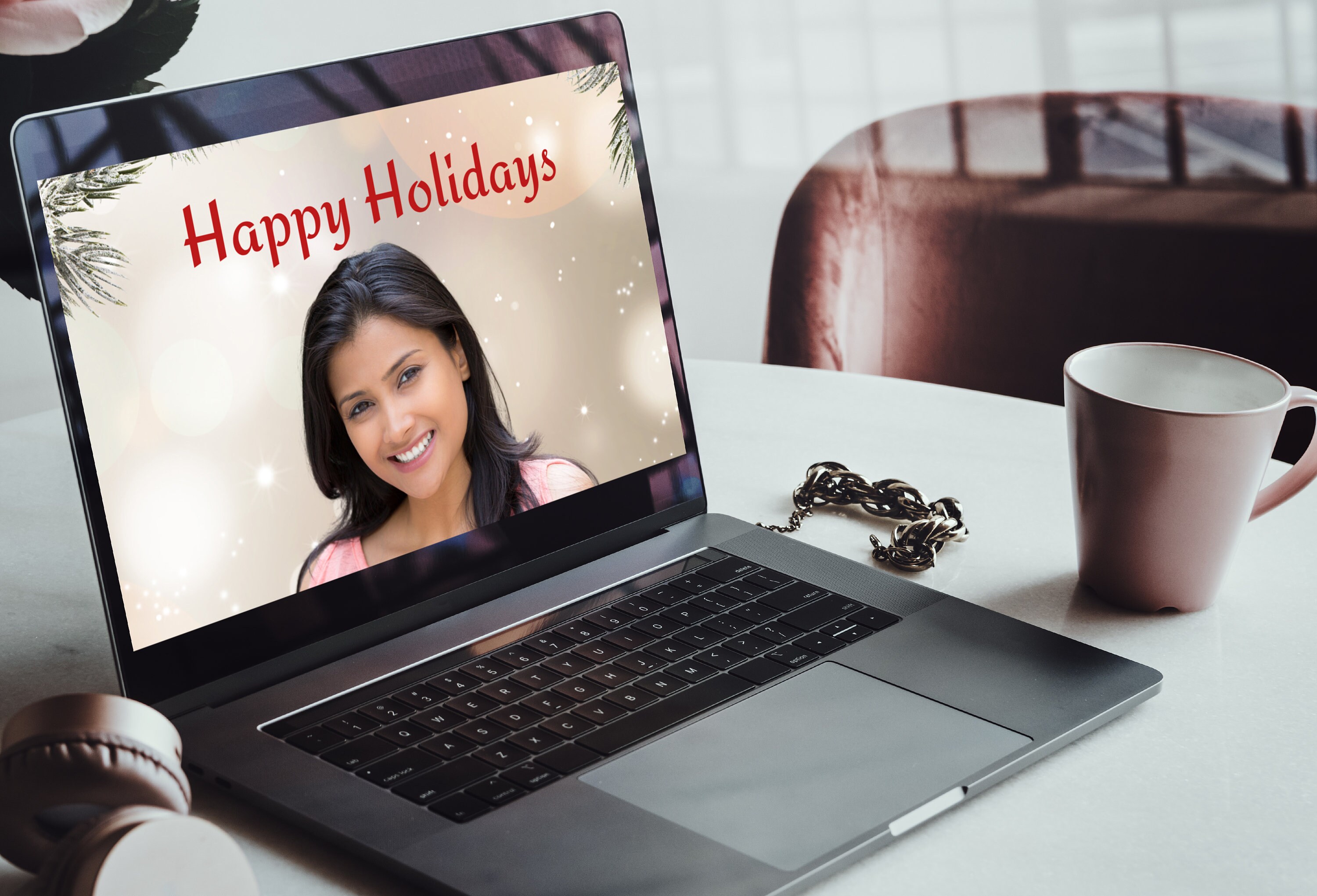 Zoom Background Christmas Office, Digital PNG Vipkid Background, Xmas ...