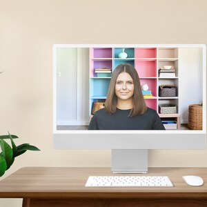 Pastel Zoom Background Bookshelf, Work From Home Colorful Background ...