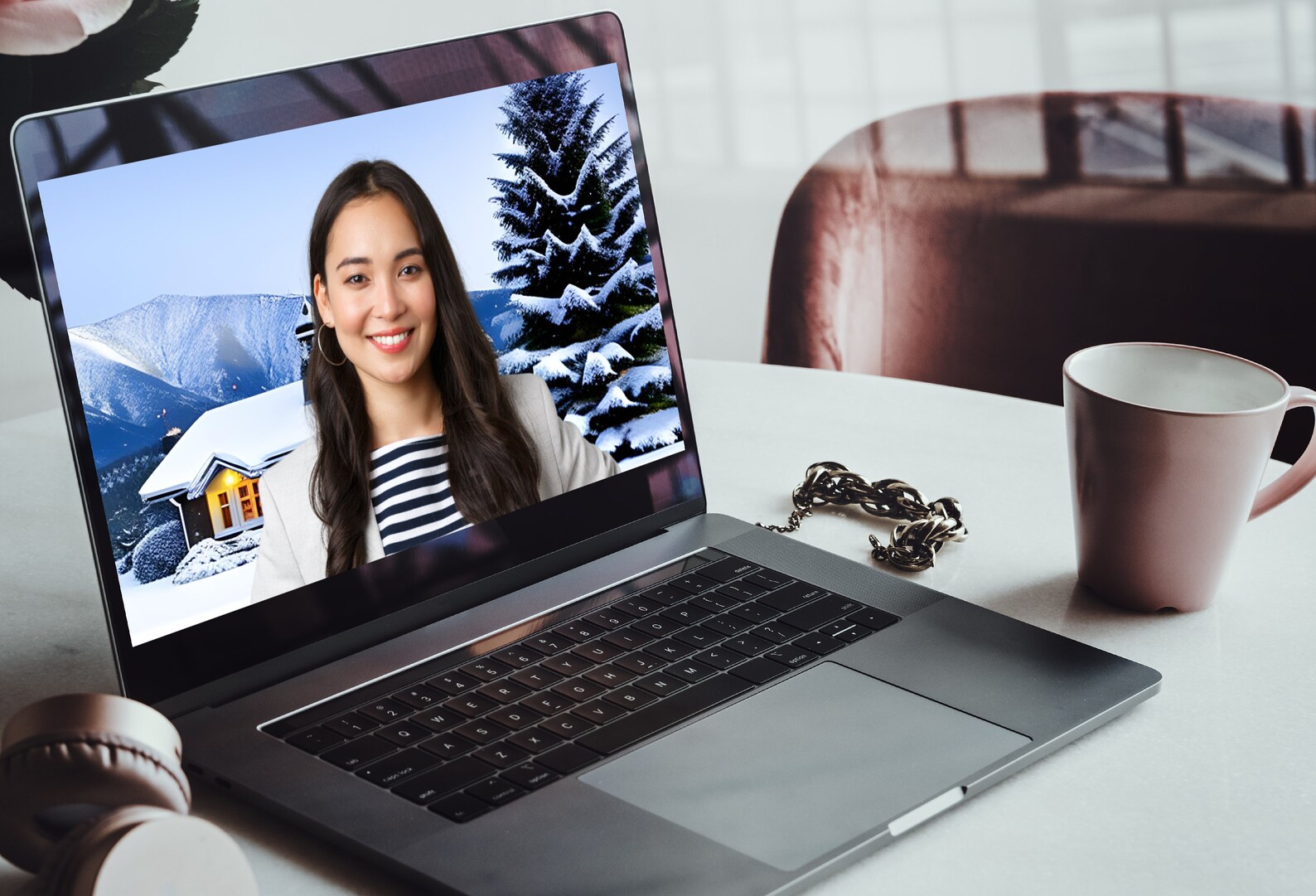 Zoom Background Home Office, Digital Xmas Backdrop, Snow Digital ...