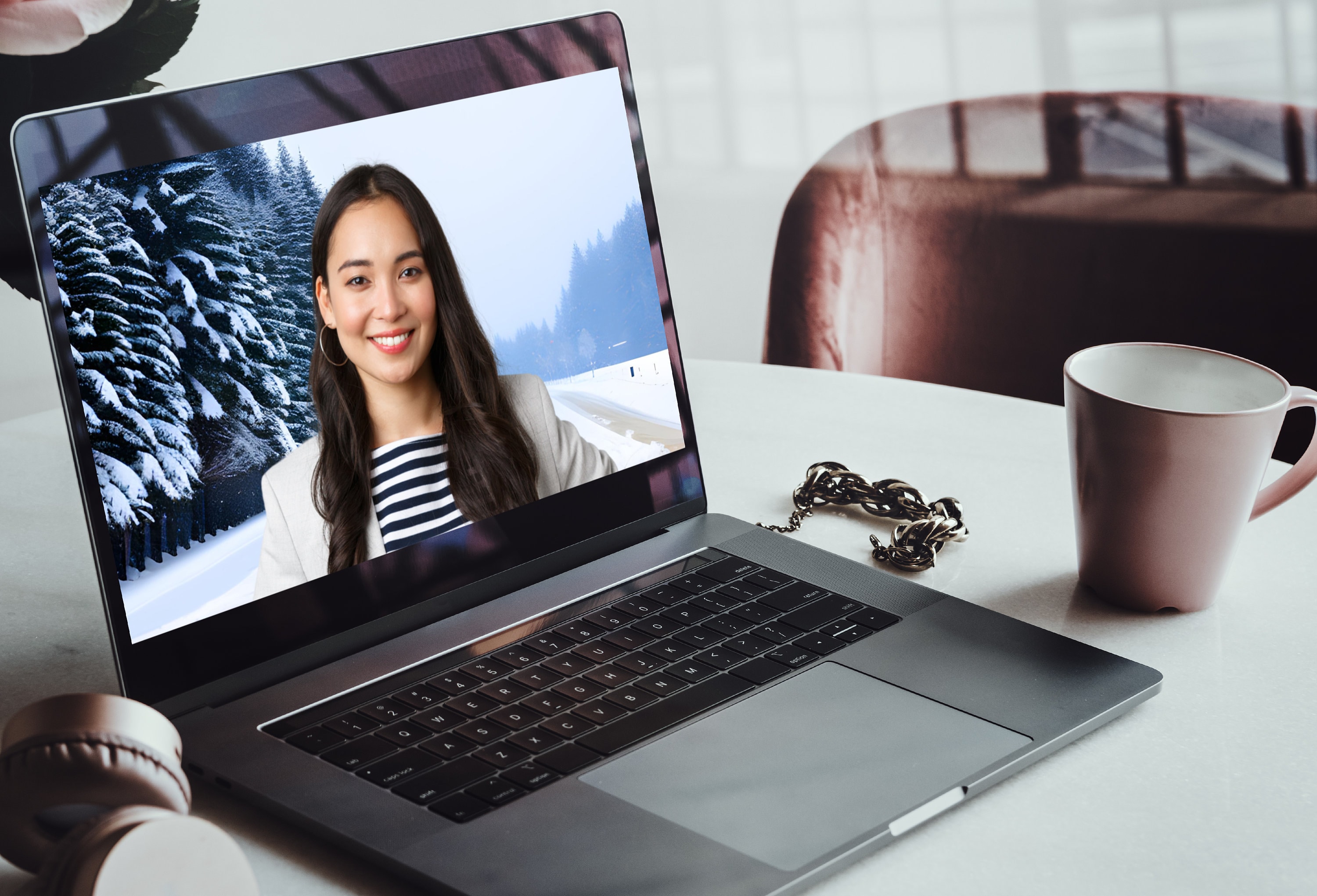 Snowy Road Zoom Background, Best Work From Home Virtual Background, MS ...