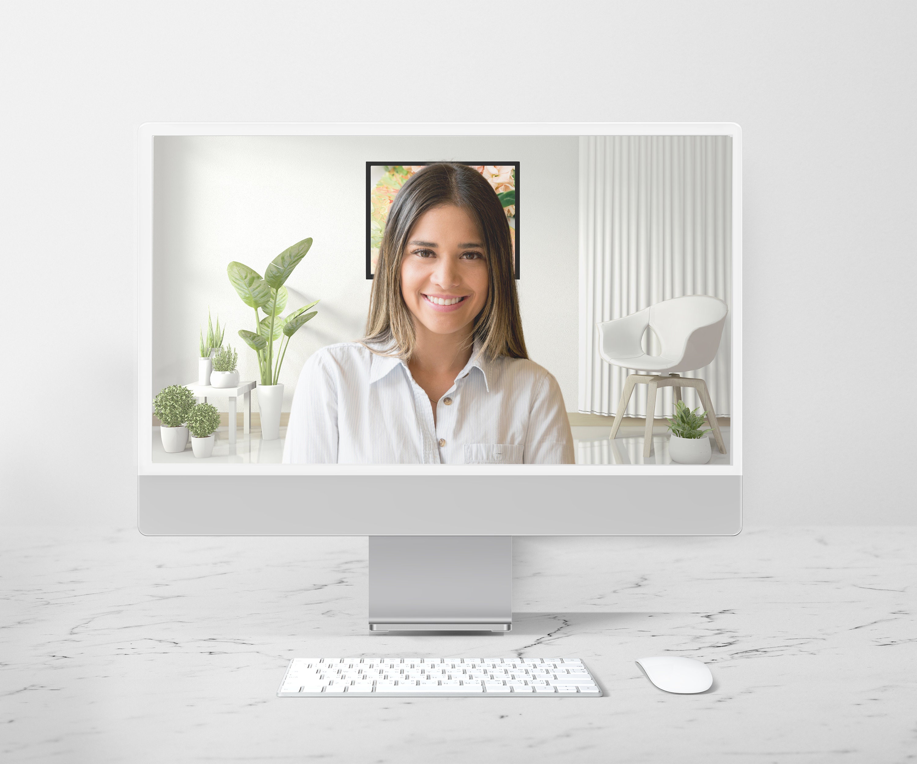 Painting Digital Virtual Zoom Background, White Minimalist Zoom ...