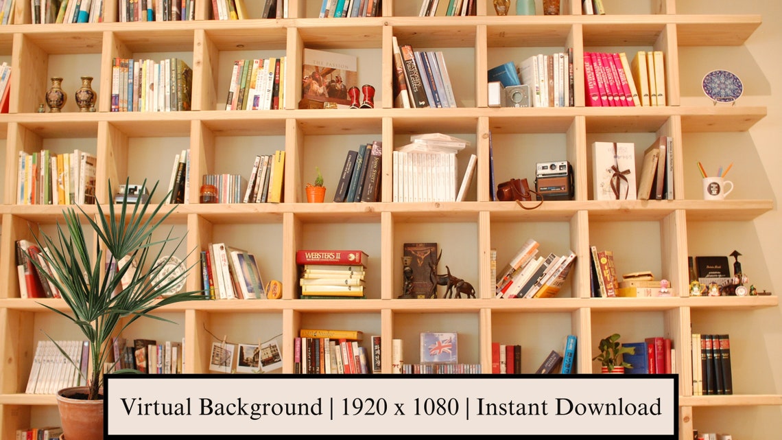 Zoom Backgrounds Bookcase, Zoom Background Bookshelf, Library Shelves ...