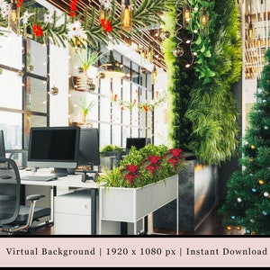 Christmas Tree Office Zoom Background, Happy Holidays Virtual ...