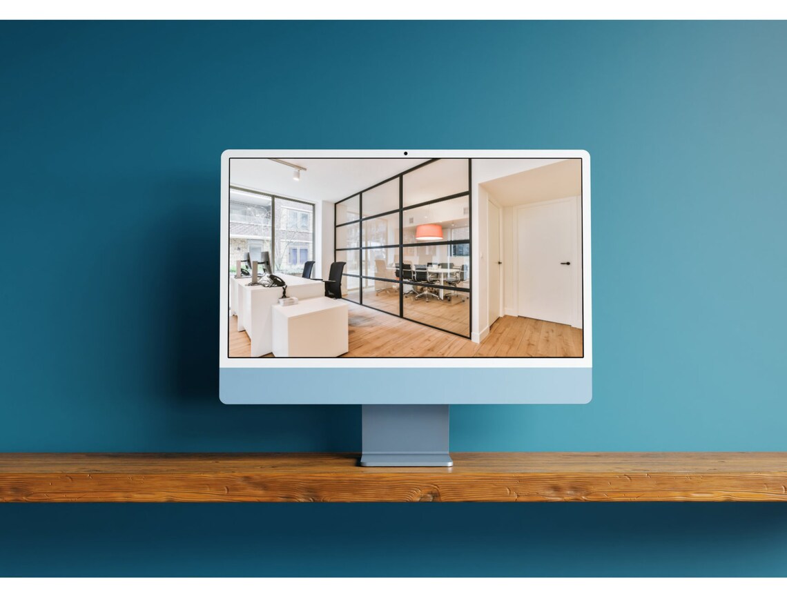 Virtual Zoom Background Modern Office, Microsoft Teams Digital Backdrop ...