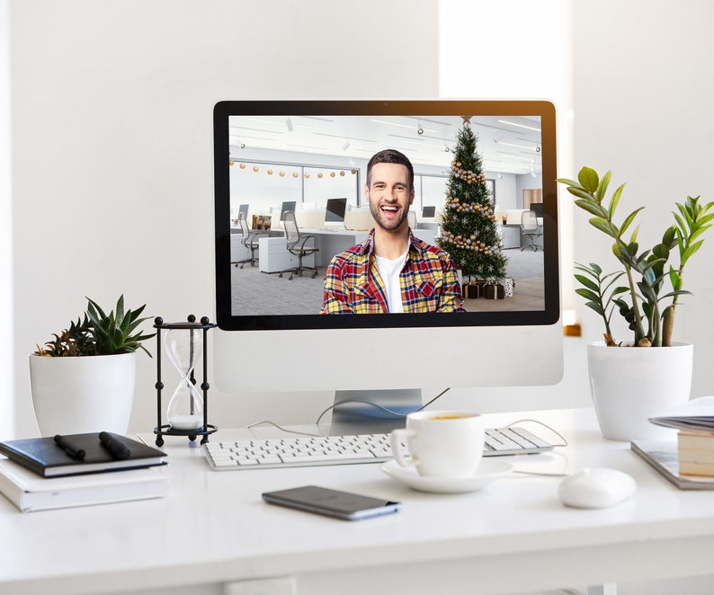 Realistic Office Christmas Zoom Background, Zoom Christmas Virtual ...