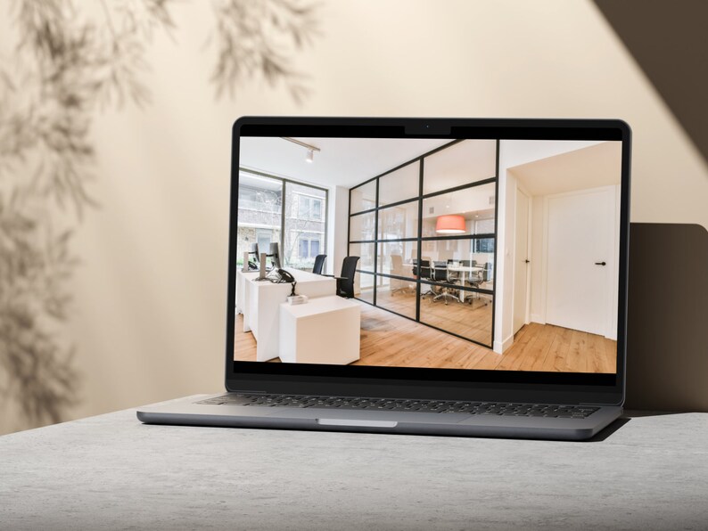 Virtual Zoom Background Modern Office, Microsoft Teams Digital Backdrop ...