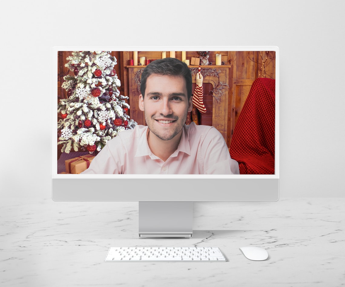 Christmas Digital Zoom Background, Virtual Xmas Holiday Party Backdrop ...