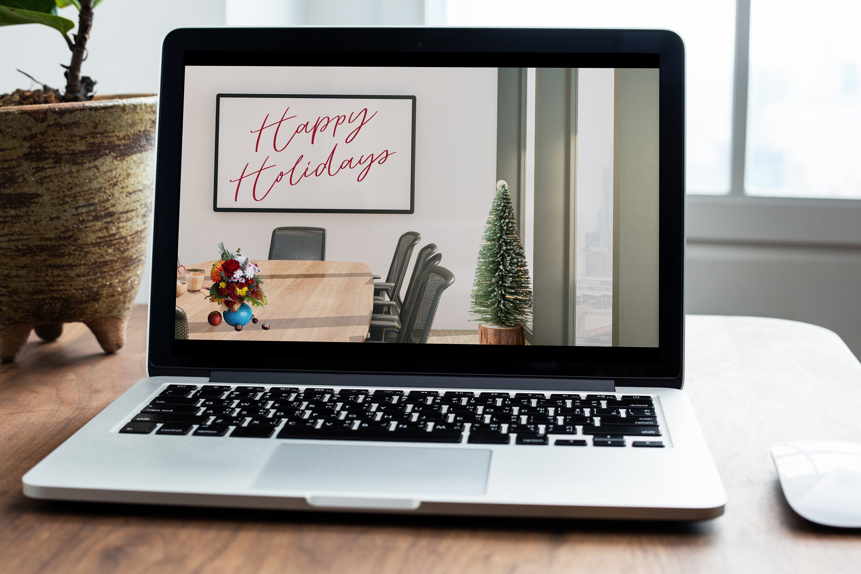 Happy Holidays Home Office Zoom Background, Zoom Christmas Background ...