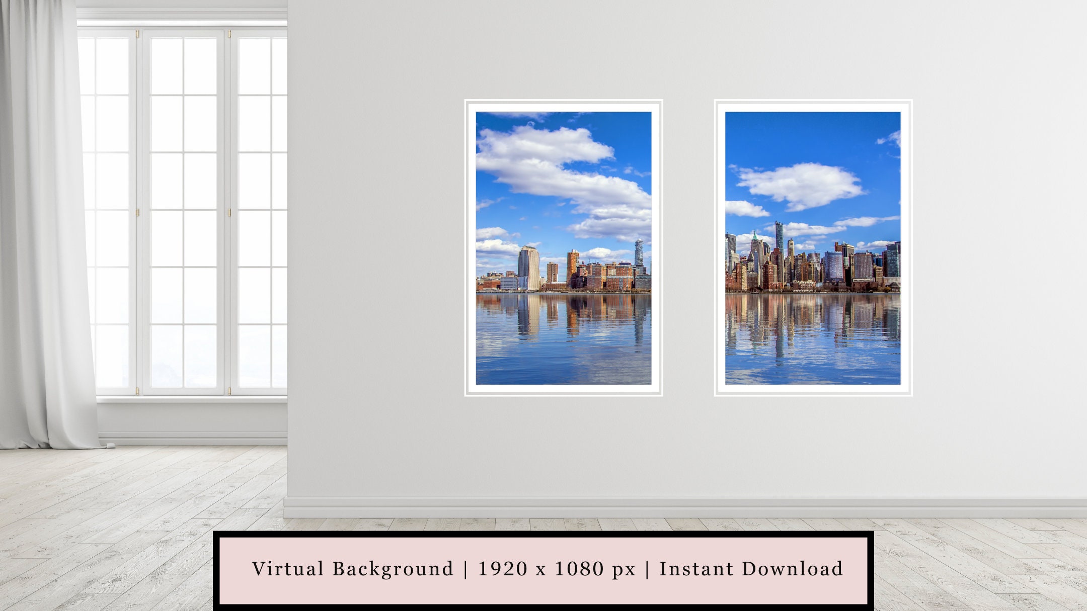 Skyline Painting Zoom Background Home Office, Videoconferencing ...