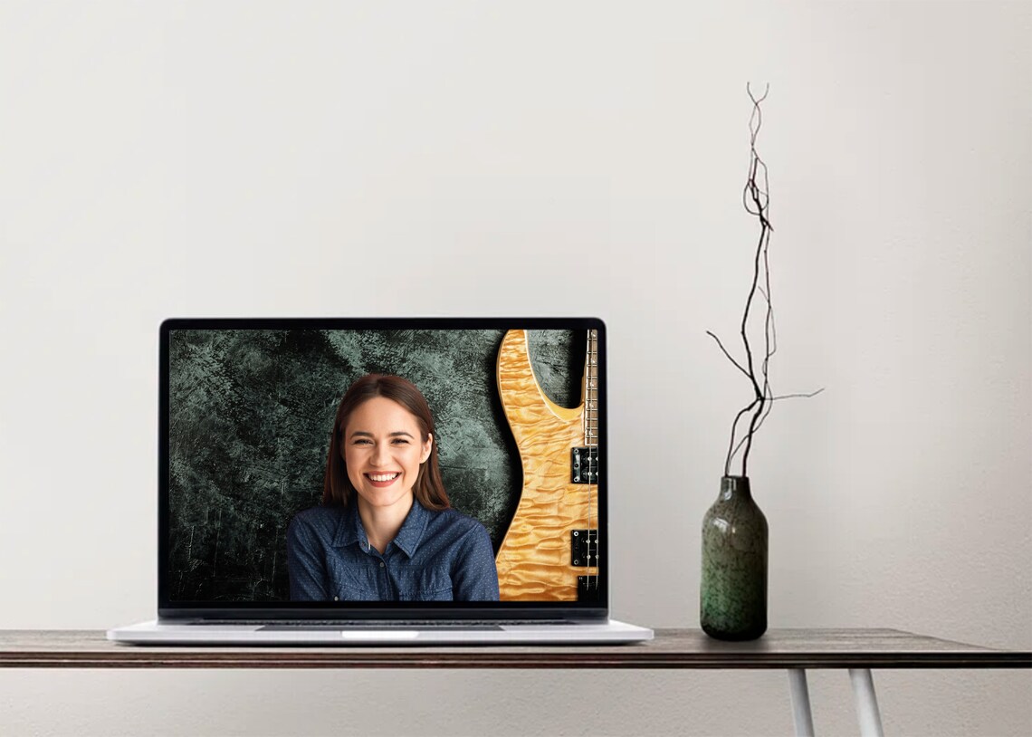 Guitar Home Office Zoom Background, Zoom Meeting Virtual Background, MS ...