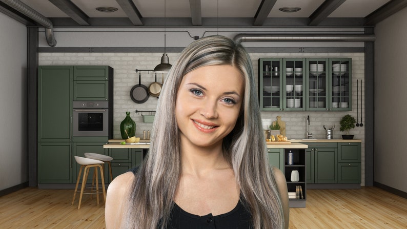 Chic Kitchen Digital Zoom Background, Realistic Virtual Background ...