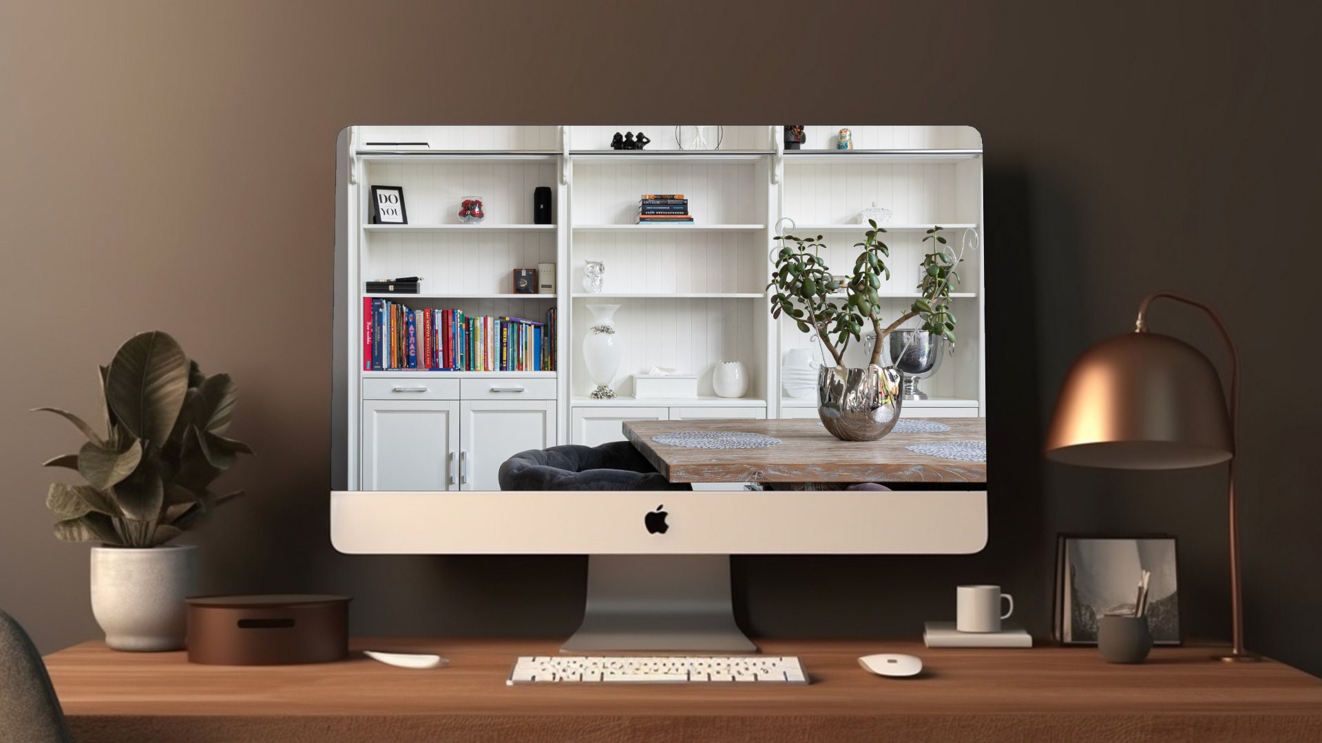 Bookshelf Zoom Background White, Professional Virtual Background ...