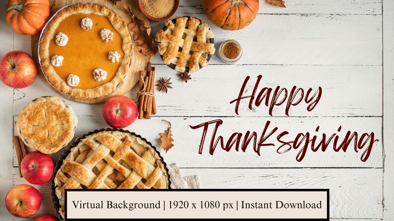 Thanksgiving Digital Zoom Background, Fall Home Office Backdrop, Autumn ...