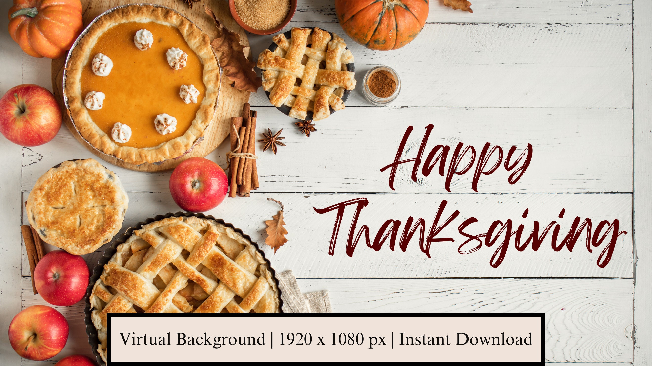 Thanksgiving Digital Zoom Background, Fall Home Office Backdrop, Autumn ...