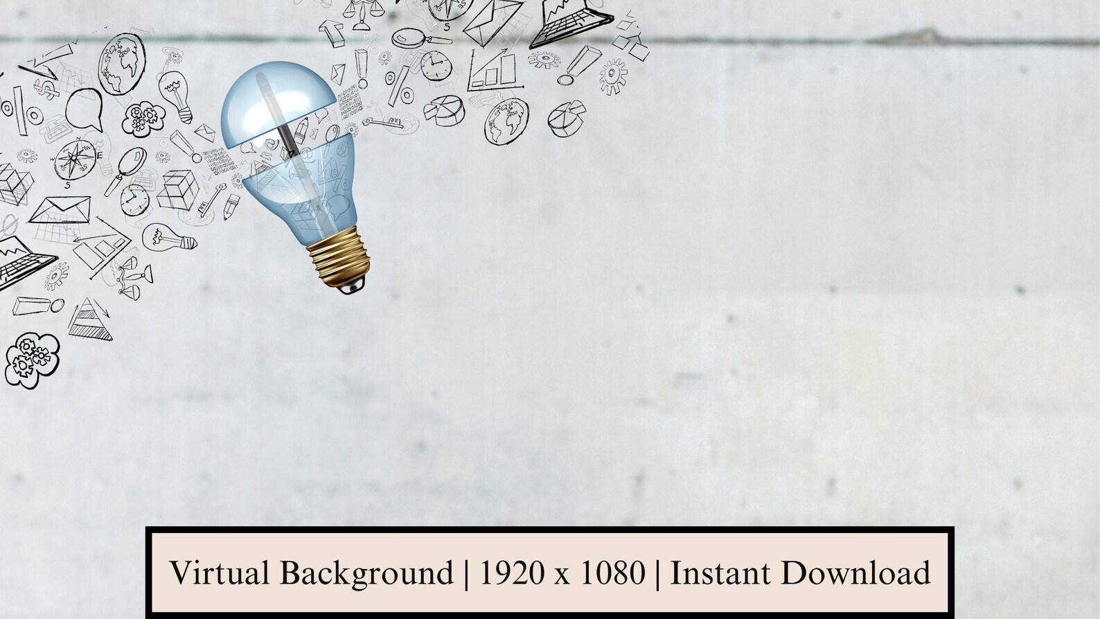 Thinking Light Bulb Home Office Zoom Background, Professional Business ...