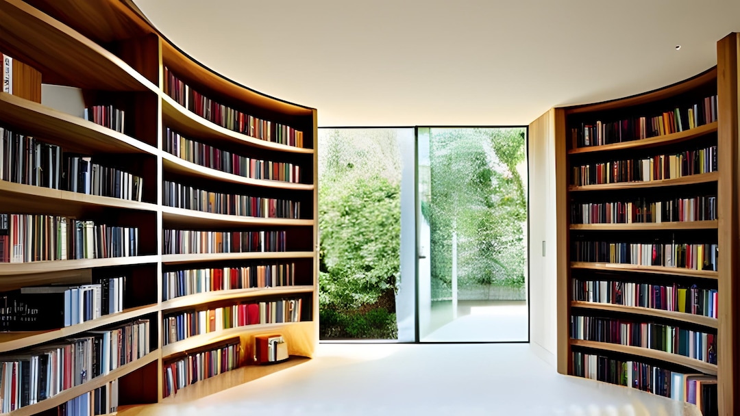 Library Digital Zoom Background Window, Bookshelf Zoom Backgrounds Home ...