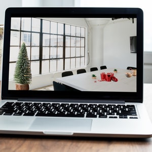 Christmas Zoom Office Background With Windows, Professional Home Office ...