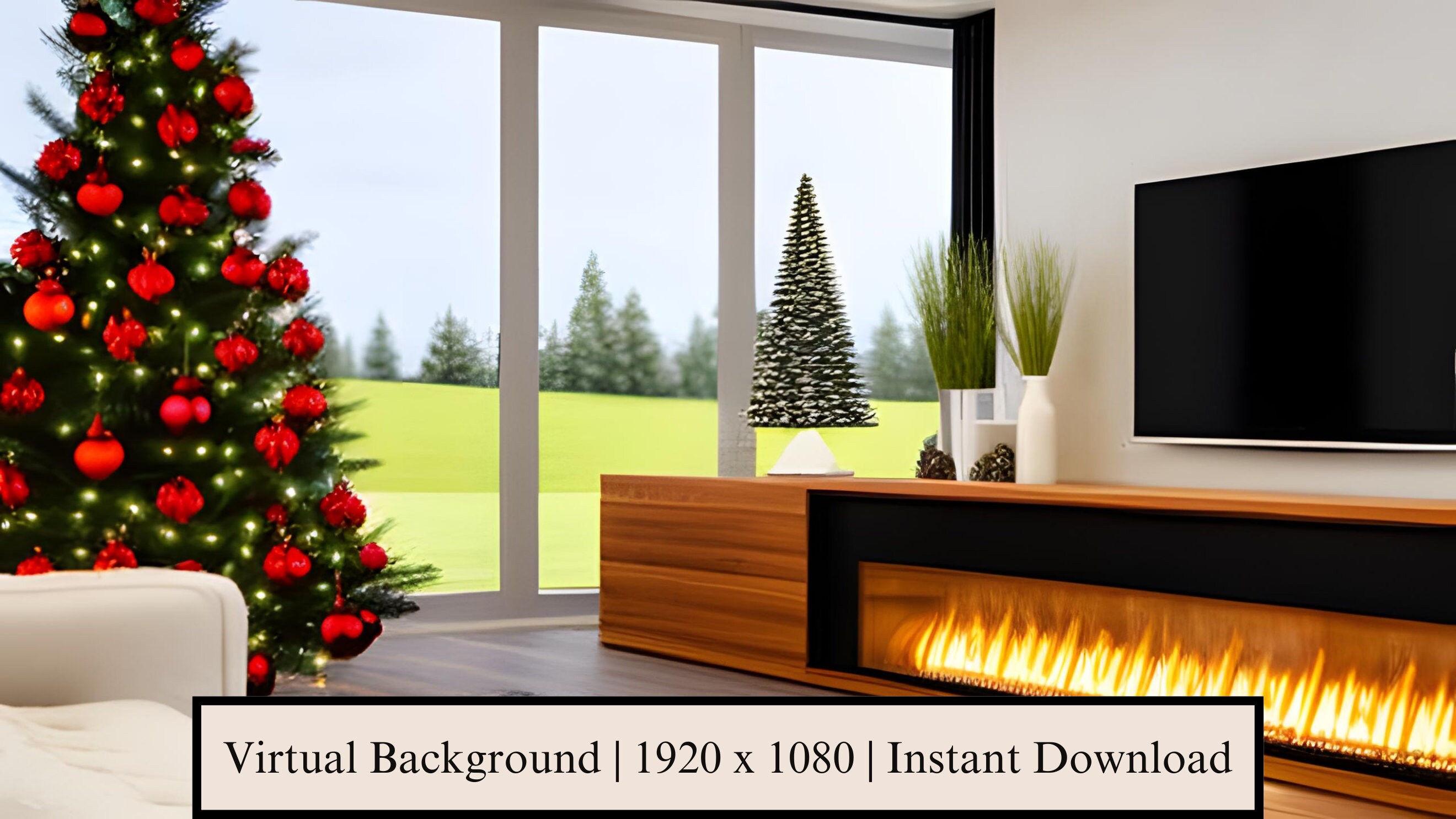 Christmas Backdrop, Zoom Background Home Office, Digital Xmas ...