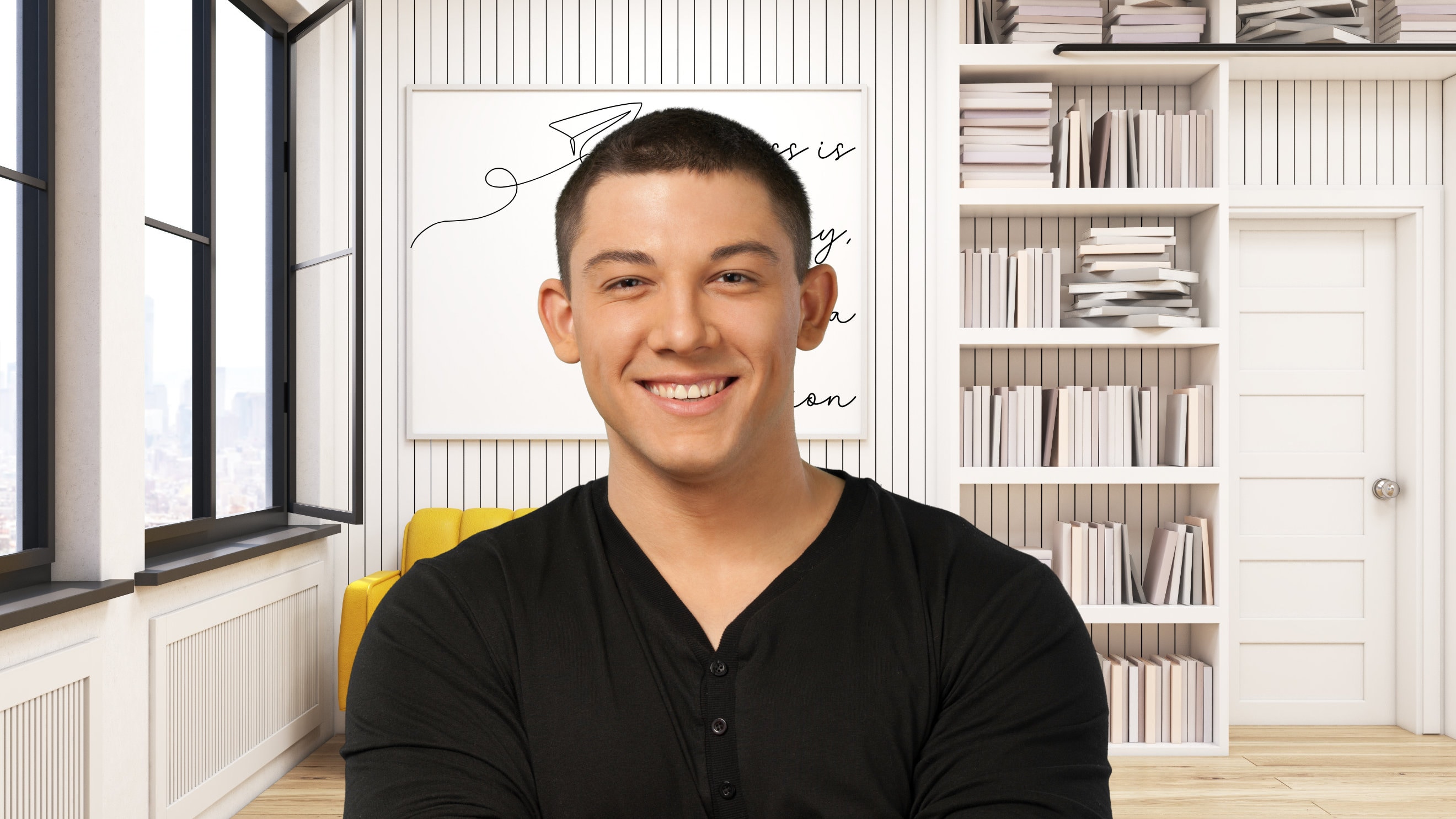 Positive Home Office Zoom Background, Success Quote Office Backdrop ...