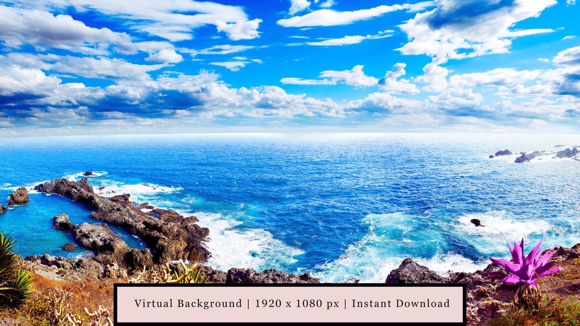 Beach Zoom Background Instant Download, Bright Sky Microsoft Teams ...